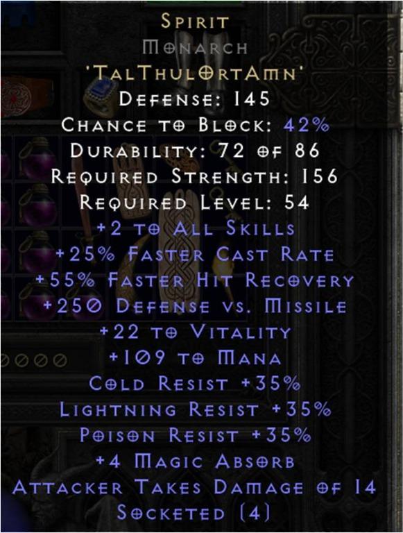 Monarch Shield (Spirt Rune word) - Diablo 2 Resurrected, Video Gaming ...
