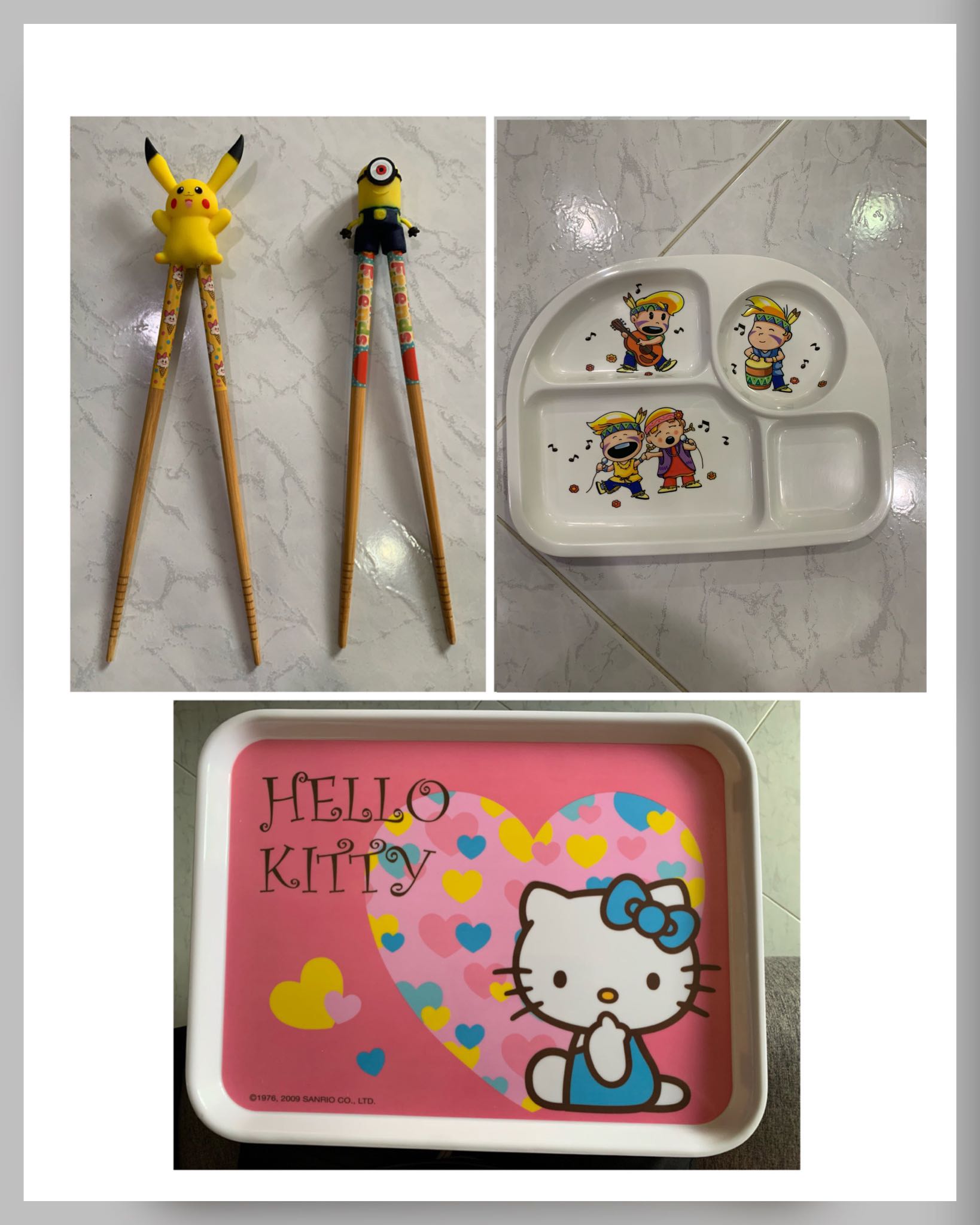 Pokemon Pikachu & Minion Training Chopsticks / Toy, Hello Kitty Tray ...