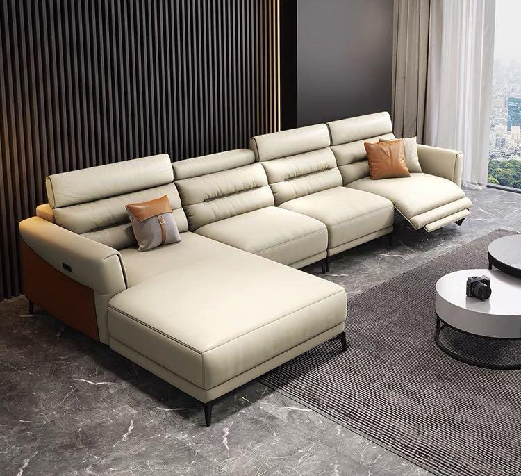 REVO 2 seater Designer Electric/ Motorised Recliner Sofa in Genuine Cowhide Leather GL8168 ...