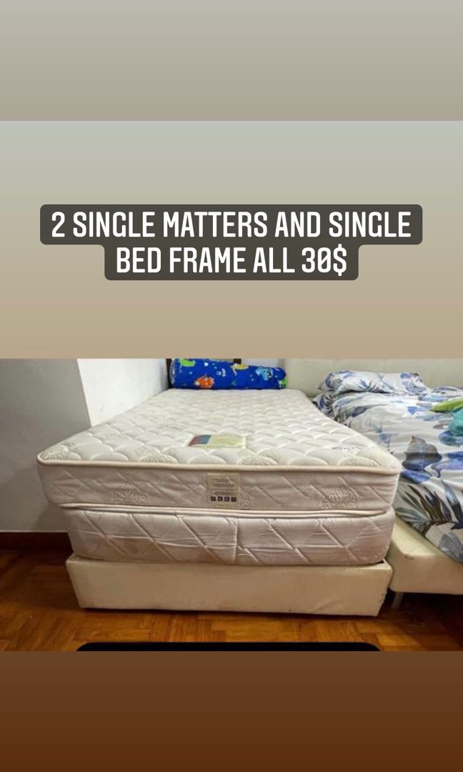 Single bed frame and 2 matters and queen size matters, Furniture & Home ...