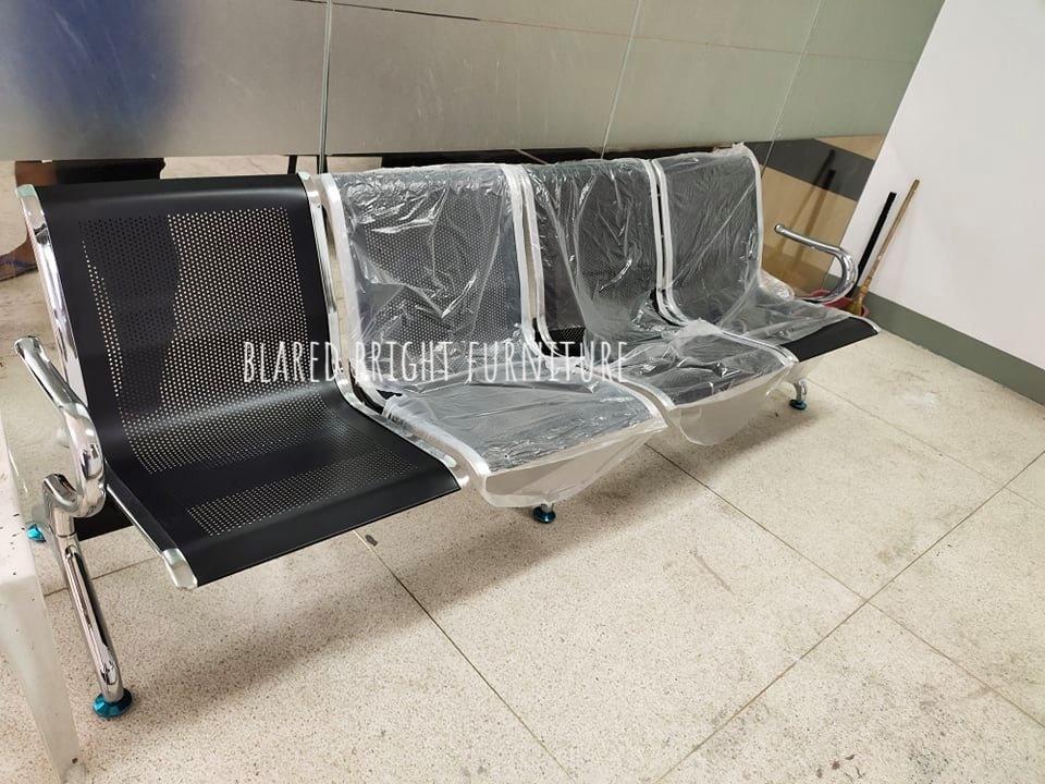 [ STEEL 4 seater waiting gang chairs ] * office furniture tables ...