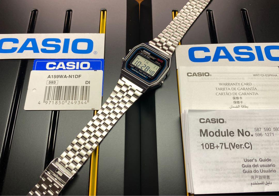 Casio A159WA-N1DF Vintage Digital Quartz A159WA-N1 Steel Watch A159 ...