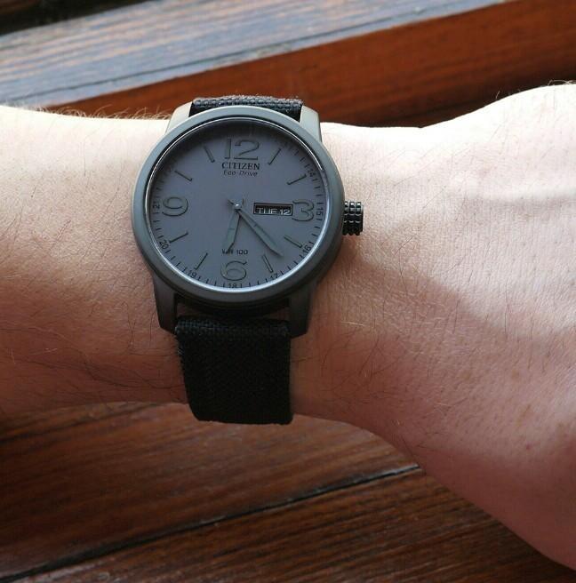 Citizen Eco-Drive BM8475-00F Solar Power Black Analog Military Canvas ...