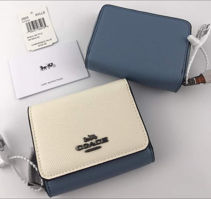 Coach Trifold Wallet (White, Blue), Women's Fashion, Bags & Wallets ...