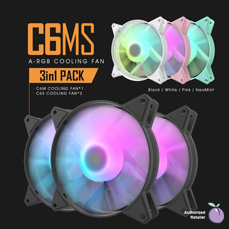 darkFlash C6 ARGB 120MM Case Fan 3-in-1 Pack C6MS Black/White/Pink/Mint ...