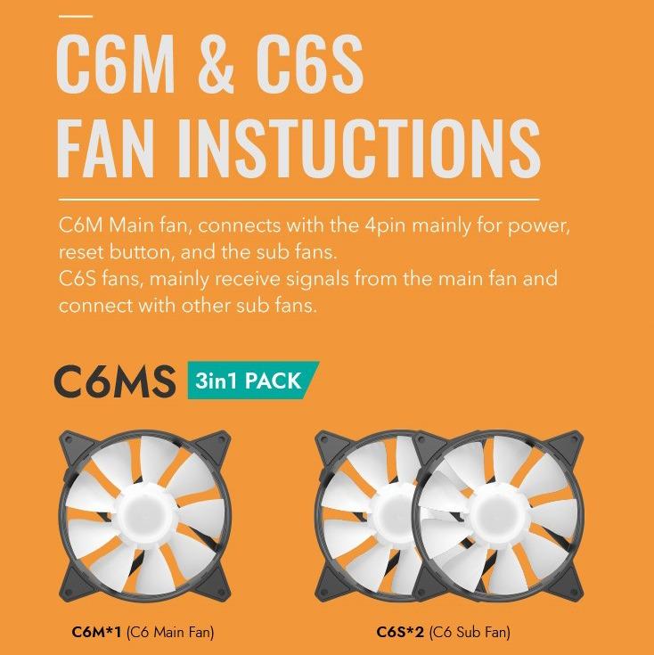 darkFlash C6 ARGB 120MM Case Fan 3-in-1 Pack C6MS Black/White/Pink/Mint ...