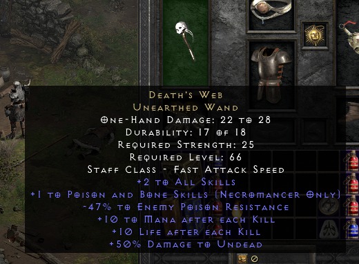 Diablo 2 Resurrected (D2R) Death's Web 2/1/47 in -5/+4 rainbow, Video ...