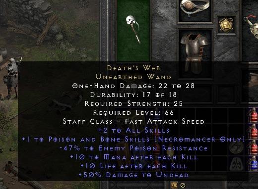 Diablo 2 Resurrected (D2R) Death's Web 2/1/47 in -5/+4 rainbow, Video ...