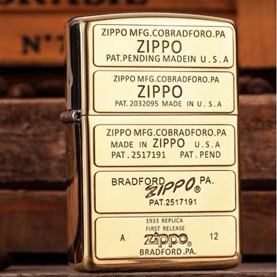 High Polished Gold Timeline of Zippo Bottoms Stamps Zippo Lighter, Men ...