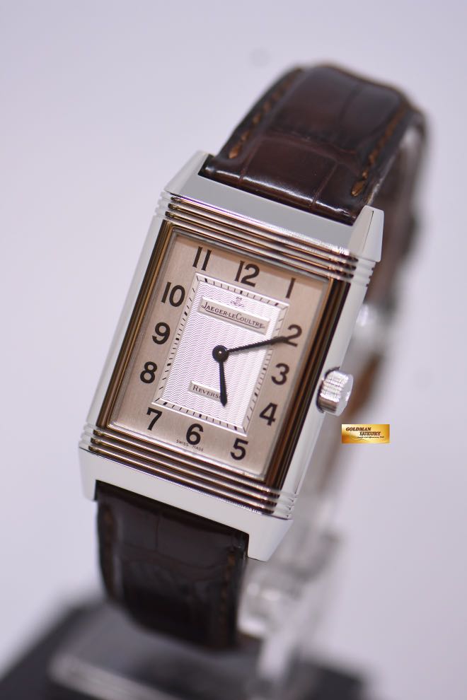 JLC REVERSO GRANDE TAILLE STEEL MONOFACE IN LEATHER STRAP QUARTZ 270.8. ...