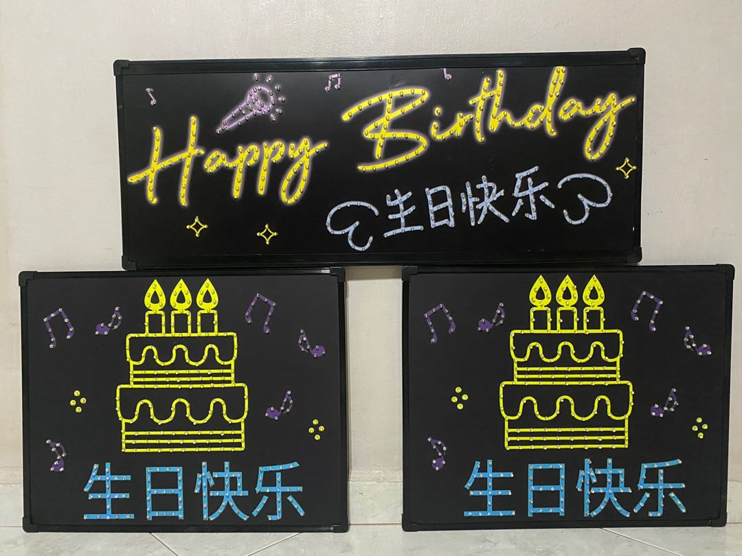 LED Happy Birthday Hand Board, Everything Else on Carousell