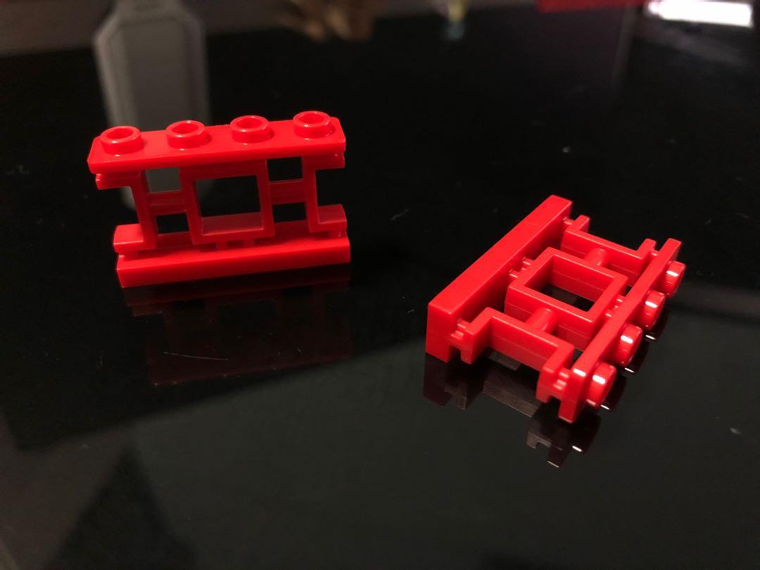 Lego (new) Red Fence 1 x 4 x 2 Ornamental Asian Lattice with 4 Studs (2 ...