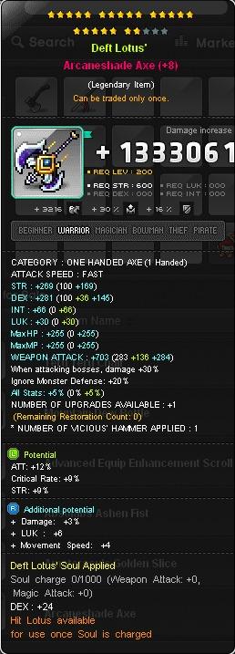 Maplesea Aquila 22* Arcaneshade 1h axe, Video Gaming, Gaming ...