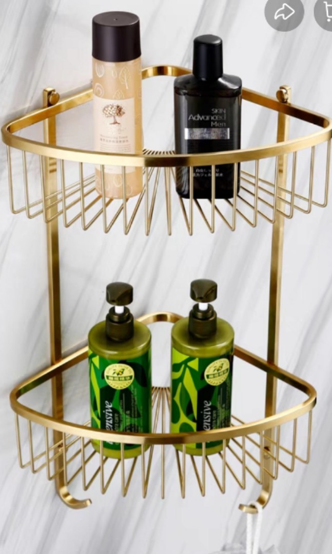 MATTE GOLD TOILETRIES RACK, Furniture & Home Living, Bathroom & Kitchen ...