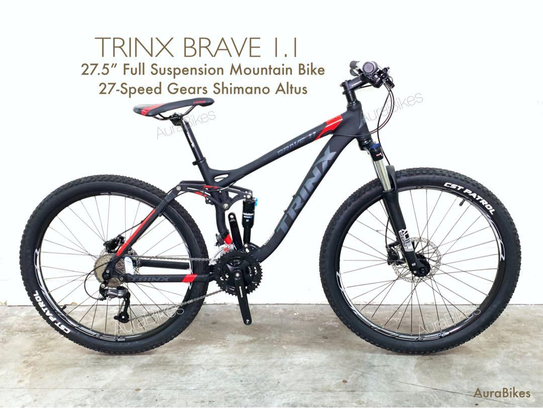 New TRINX BRAVE 1.1 Full Suspension 27.5” Mountain Bike Bicycle, Sports ...