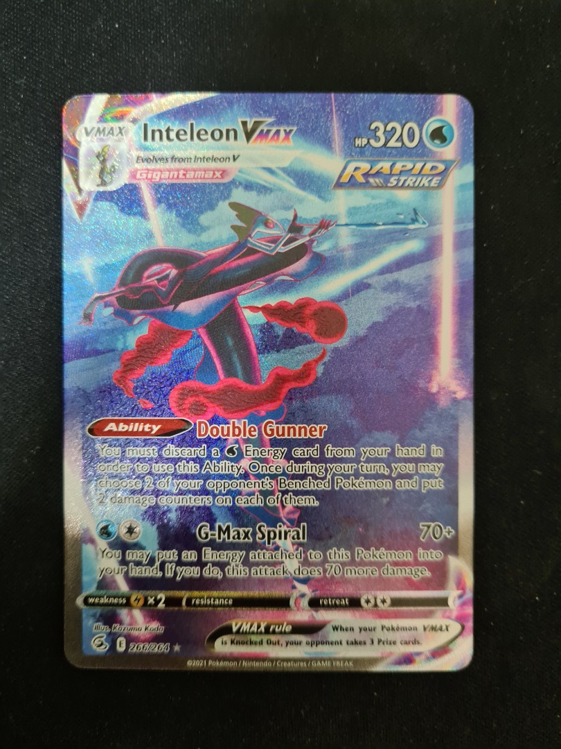 Pokemon TCG Fusion Strike Inteleon Vmax Alternate Art (266/264 ...