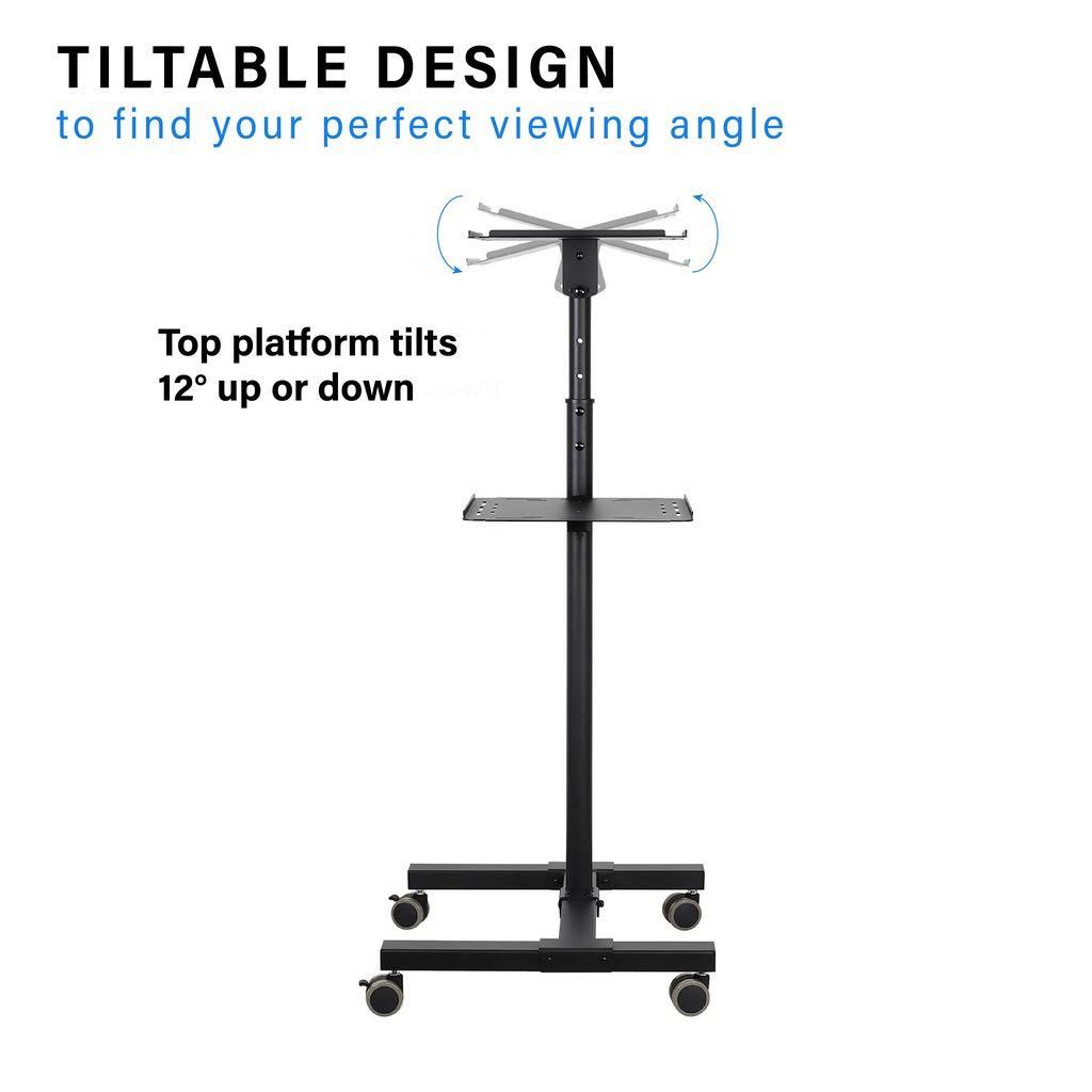 ULTi Projector & Laptop Stand, Rolling Cart w/ Ventilated Tray, Height ...