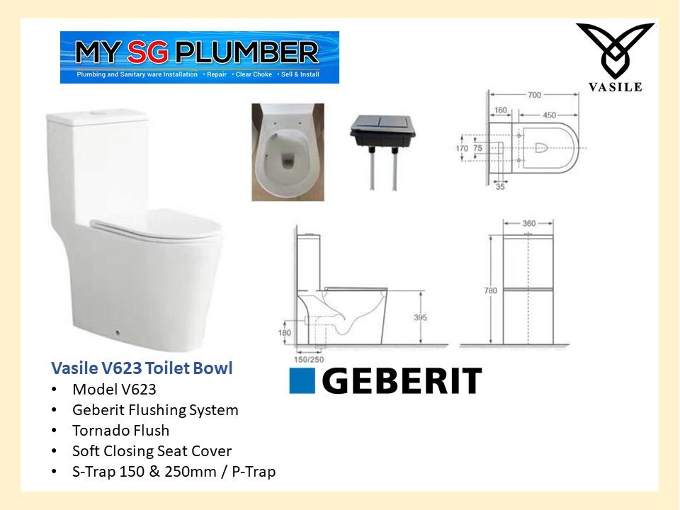 Vasile Toilet Bowl / Rimless & Geberit Flushing system & Tornado Flush ...