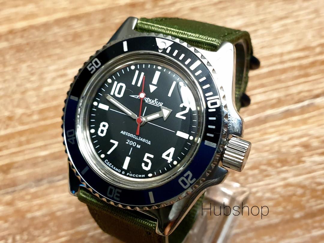 Vostok Amphibia "Aviator Flieger Pilot dial" Diver 200 metres. Blue ...