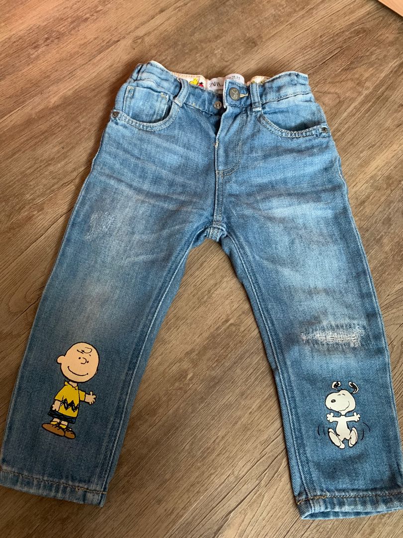 Zara Kids Snoopy Jeans, Babies & Kids, Babies & Kids Fashion on Carousell