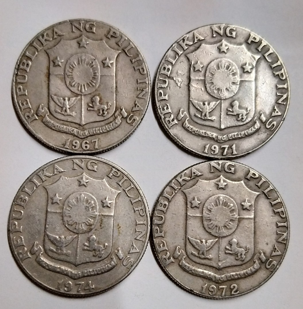 4 pieces coins Pilipino Series : 1967 , 1971 , 1972 & 1974 Republika ng ...