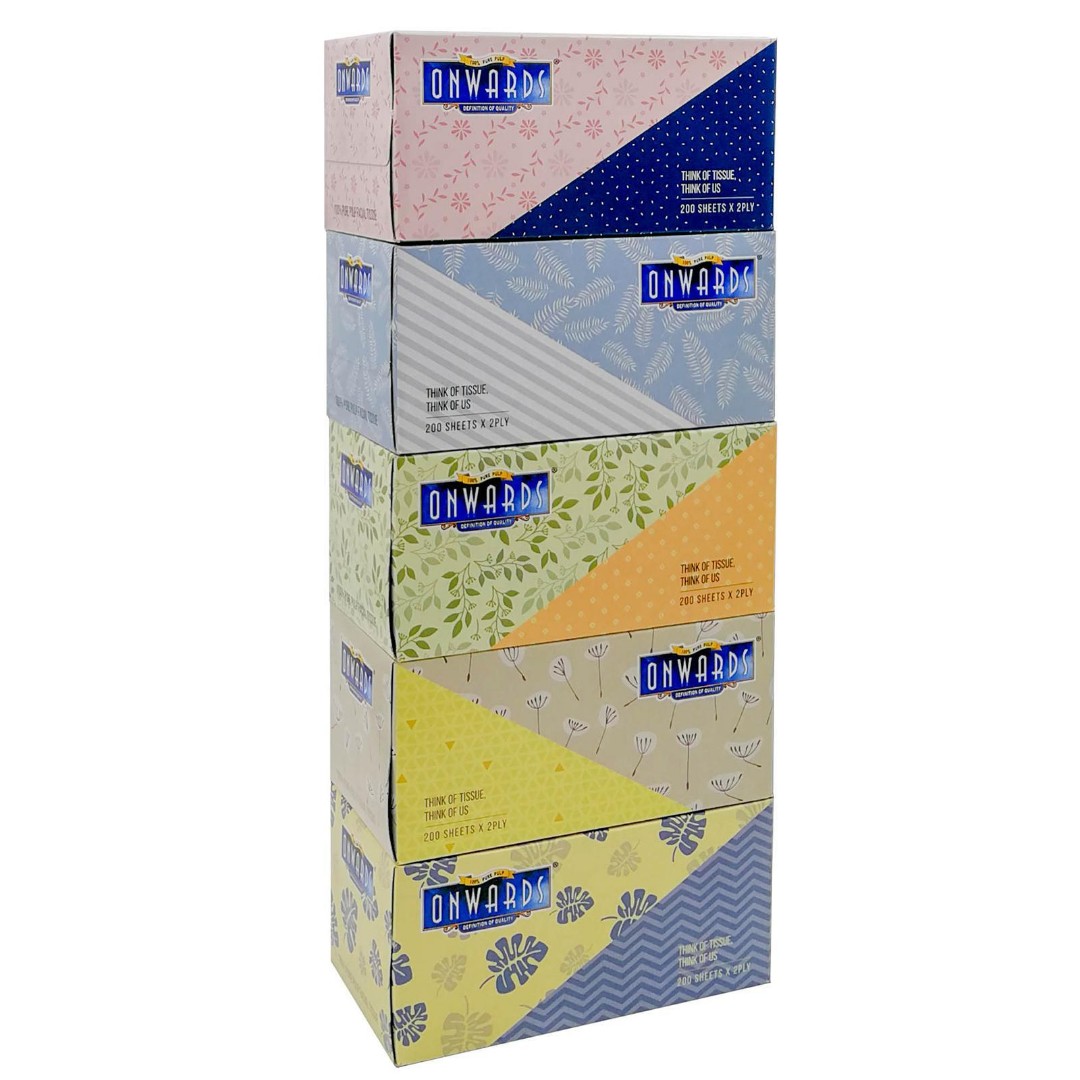 5 Boxes Onwards Facial Tissues 200 Sheets 2 Ply, Furniture & Home ...