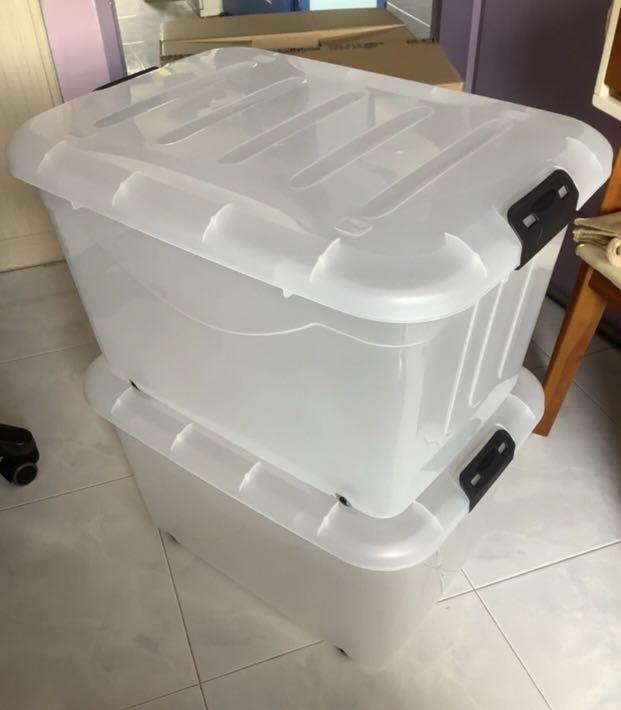 60L Storage boxes with wheels, Furniture & Home Living, Home Improvement & Organisation, Storage ...