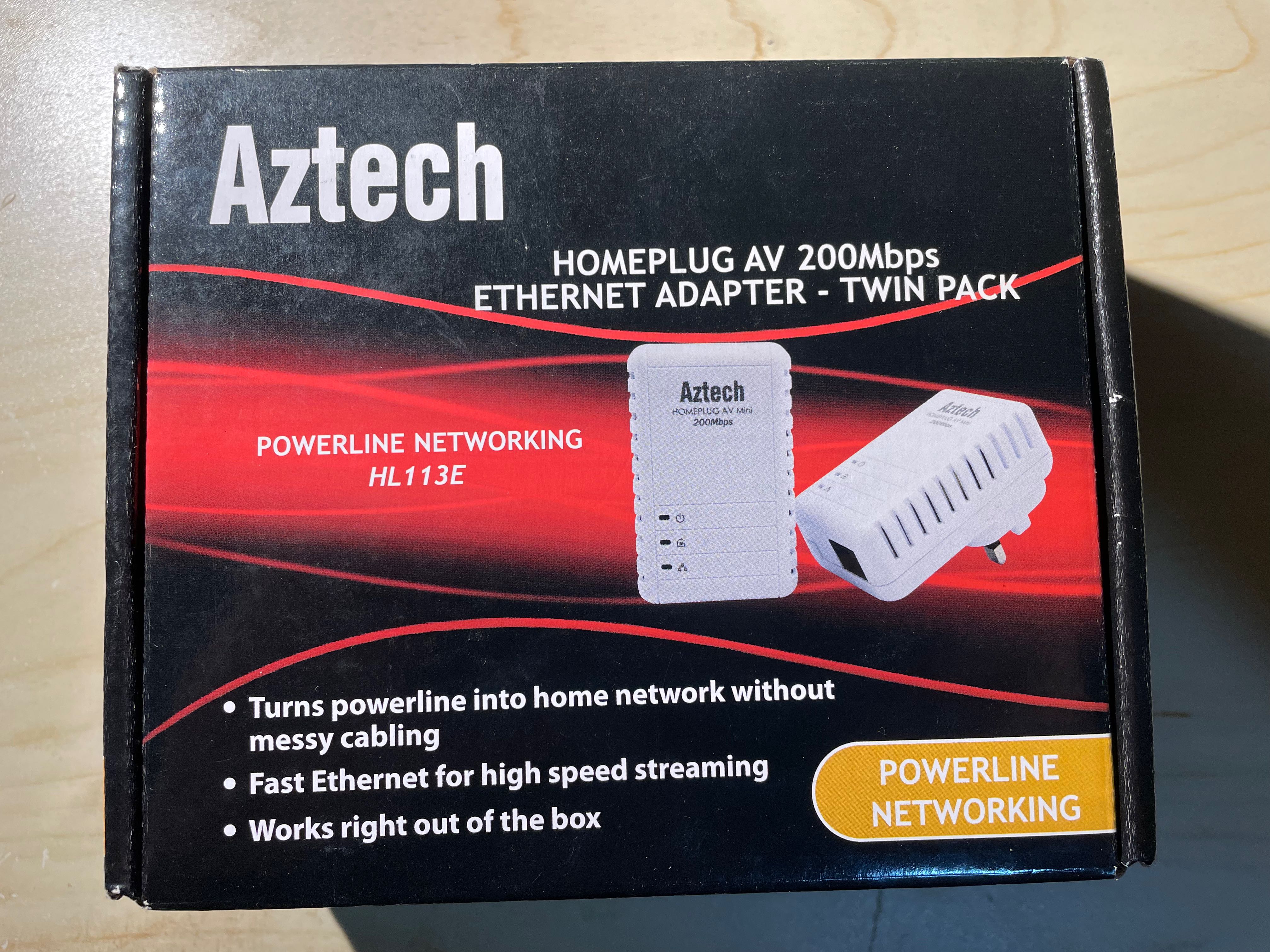 Aztech Homeplug AV 200Mbps Ethernet Adapter - Twin Pack, Computers ...