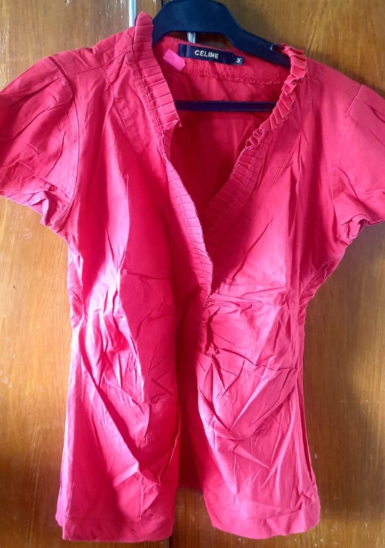 Celine Blouse Red Medium, Women's Fashion, Tops, Blouses on Carousell