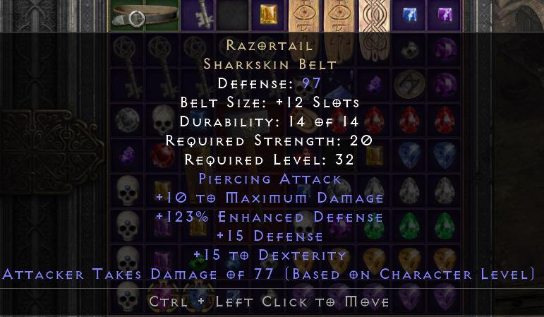 D2R Razortail Belt | Softcore | PC / Switch, Video Gaming, Gaming ...