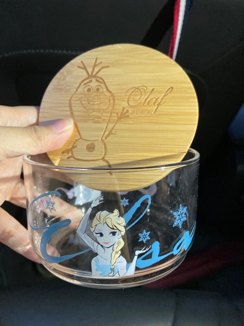 (Disney x 7-Eleven) FROZEN ELSA & ANNA Glass Container with Bamboo Lid ...