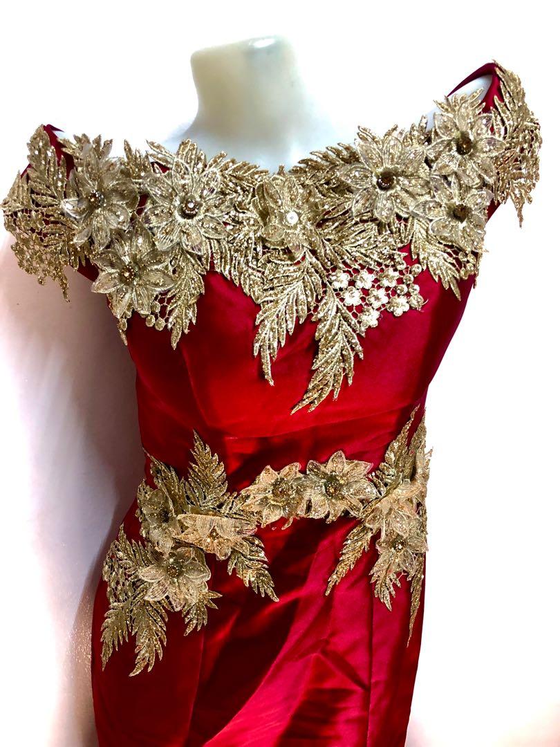 Elegant ruby red mermaid fit gown, Women's Fashion, Dresses & Sets ...