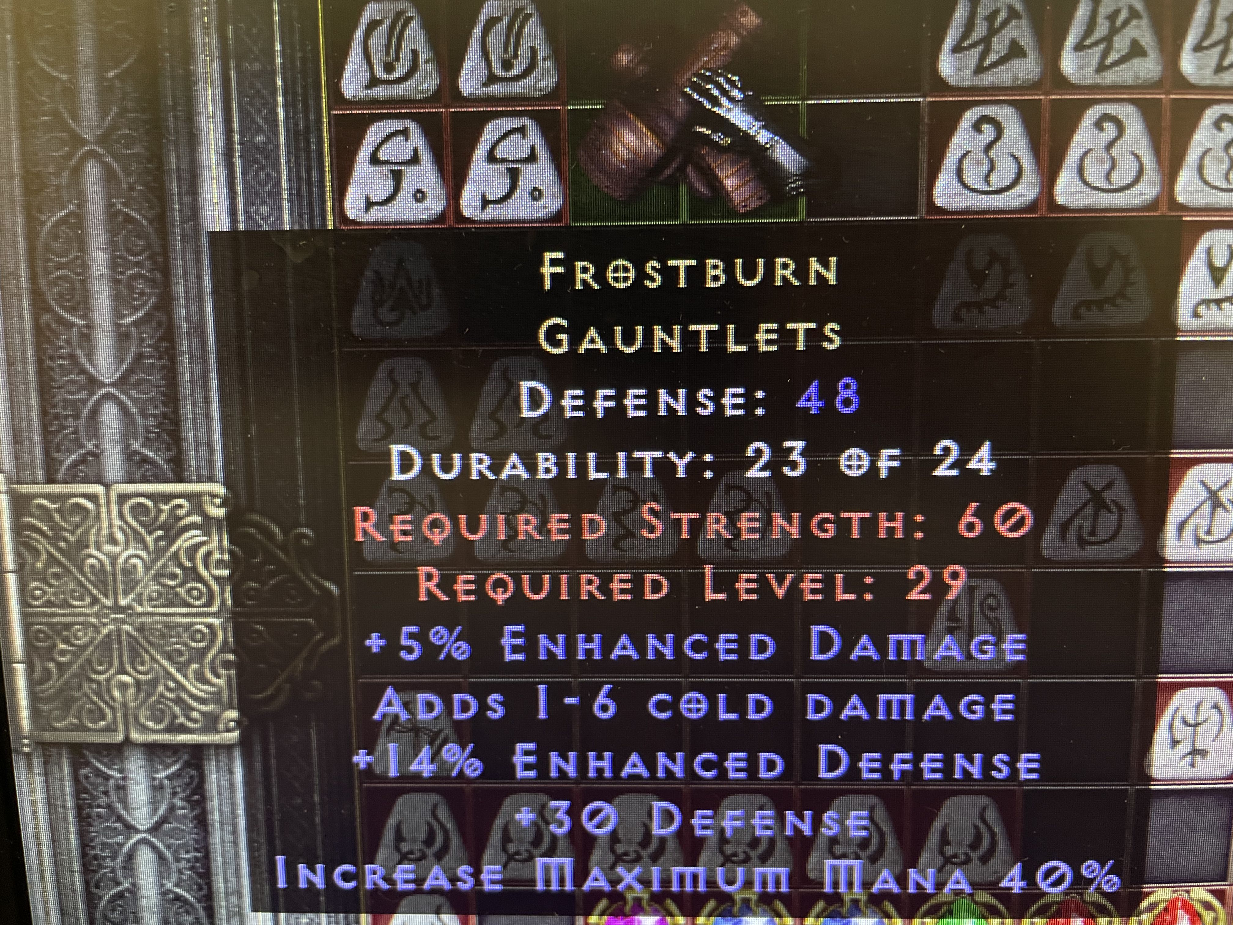 Frostburn Gauntlets Diablo 2 d2 glove Items, Video Gaming, Gaming ...