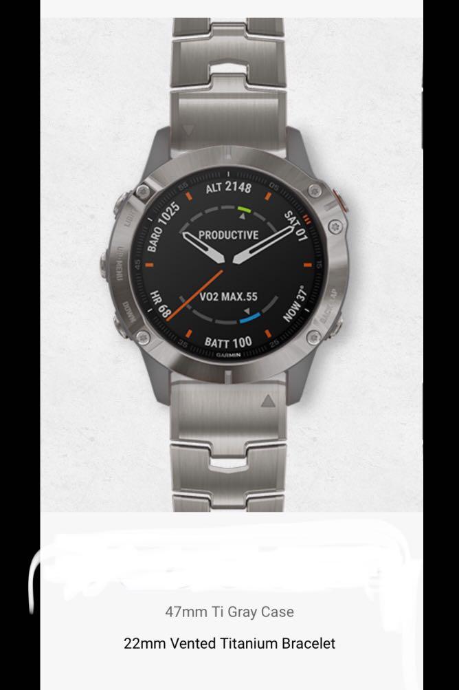 Garmin Fenix 6 Titanium Sapphire watch, Sports Equipment, Other Sports ...
