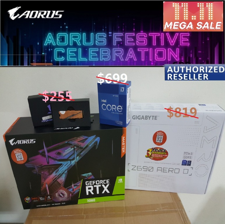 GIGABYTE AORUS RTX 3080 MASTER 10G(3Y) + Gigabyte Z690 AERO D ...