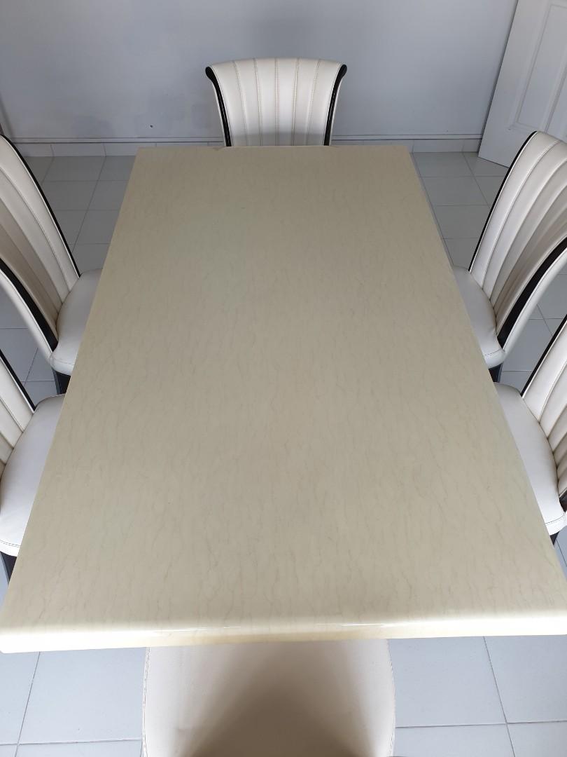 Godzilla Marble Table with Dining Chairs x6, Furniture & Home Living ...