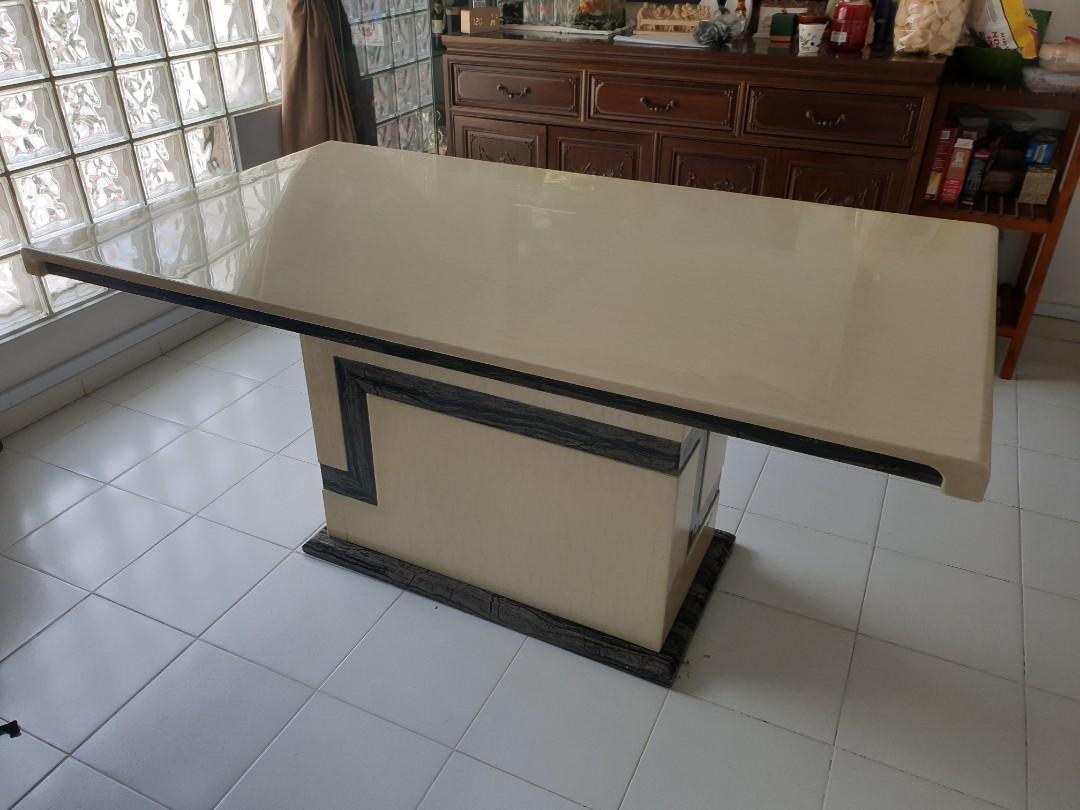 Godzilla Marble Table with Dining Chairs x6, Furniture & Home Living ...