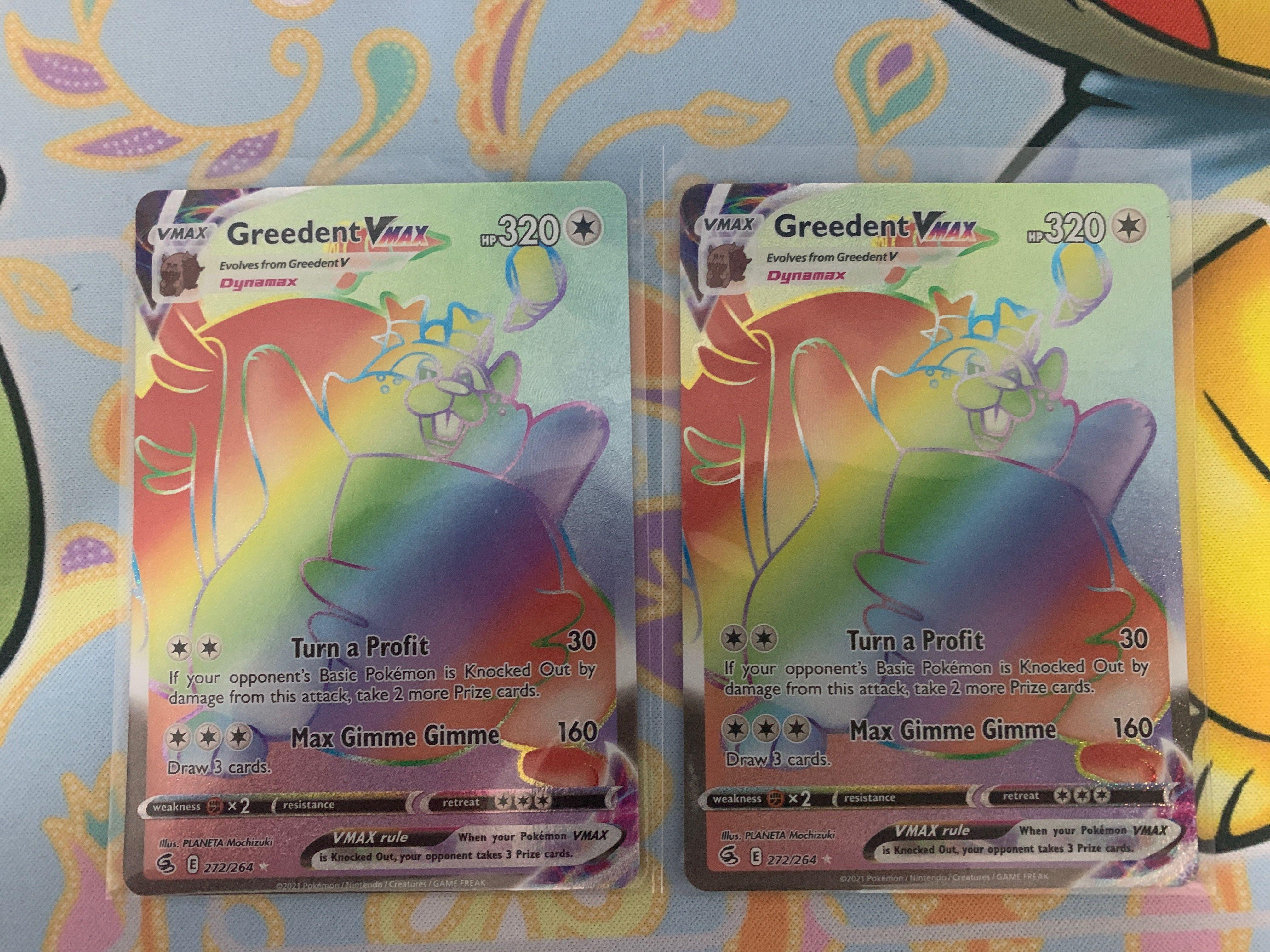 Greedent Vmax Rainbow Rare 272/264 Hyper Rare Fusion Strike Pokemon TCG ...