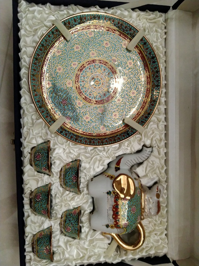 Hand Painted Famille Thai Benjarong Tea Set, Hobbies & Toys ...