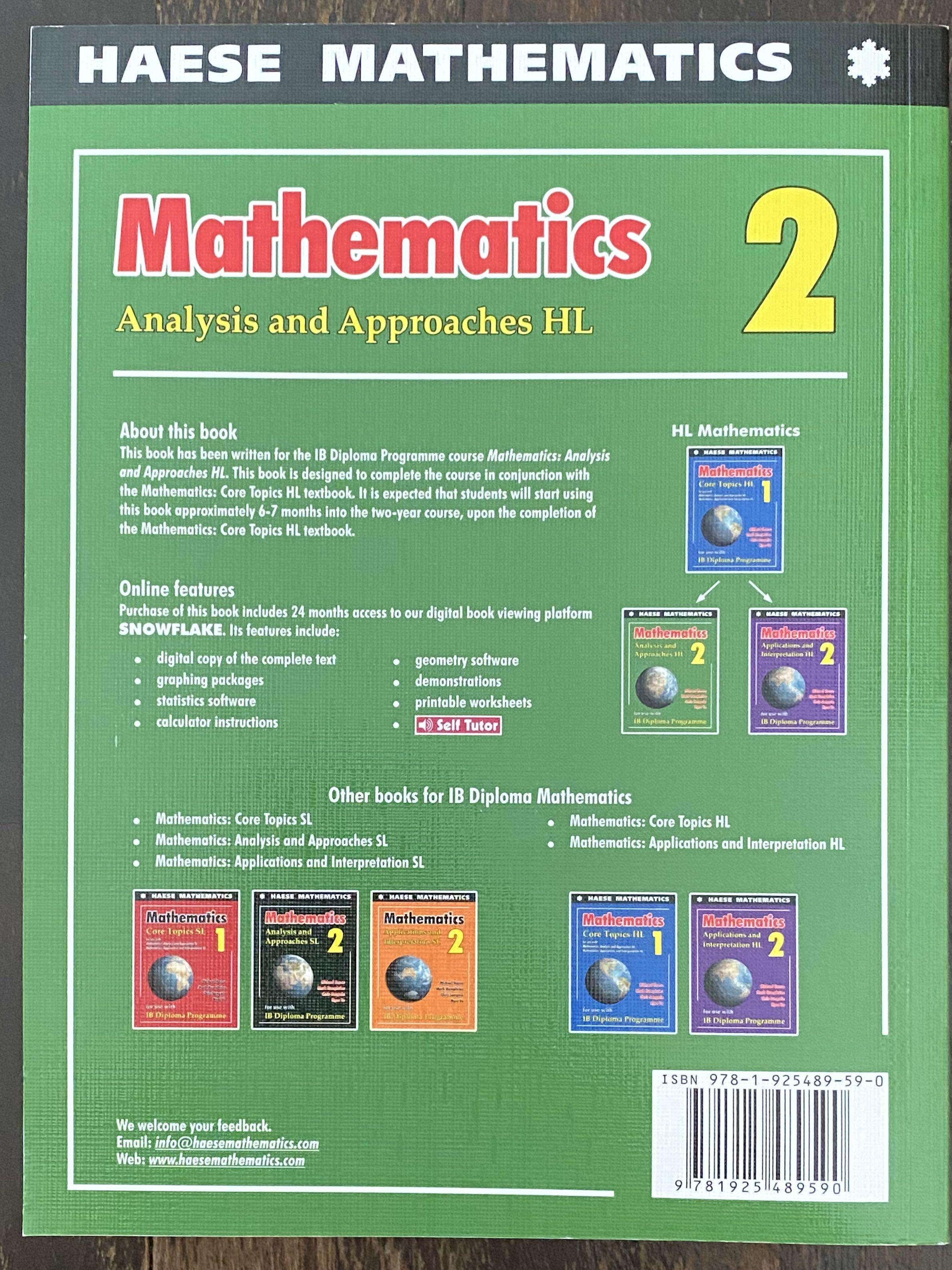 IB HL Mathematics:Analysis and Approaches Textbook, Learning ...