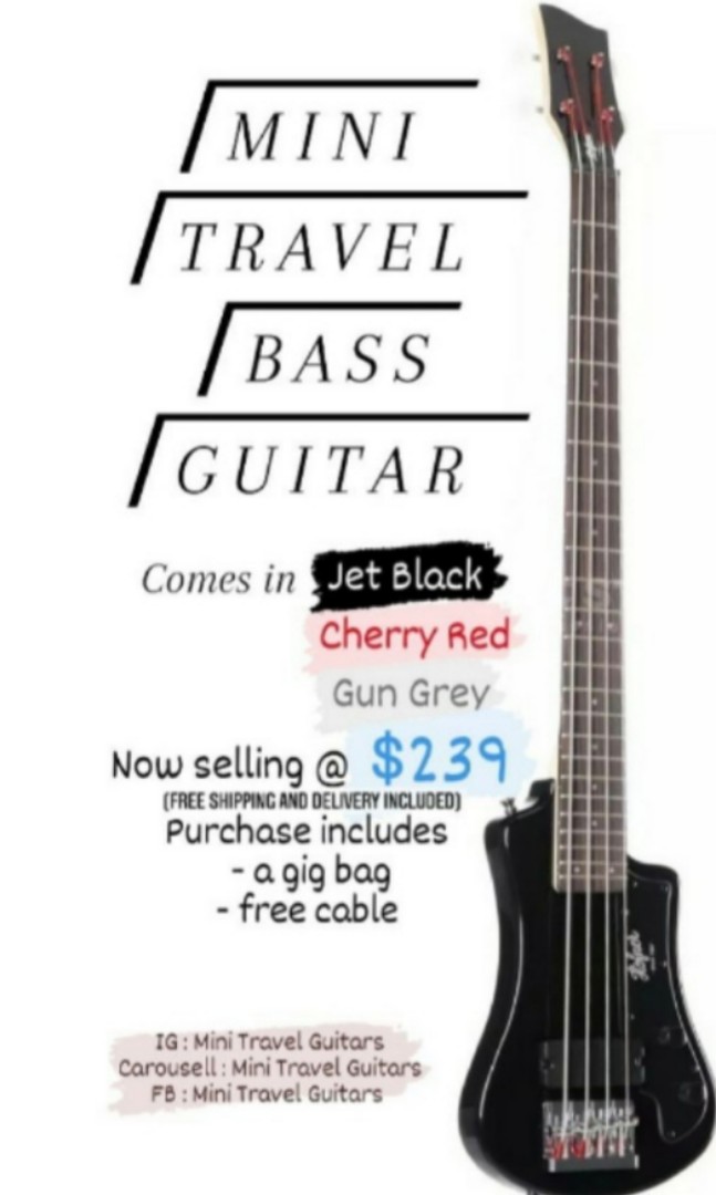 Mini Travel Bass Guitar, Hobbies & Toys, Music & Media, Musical ...
