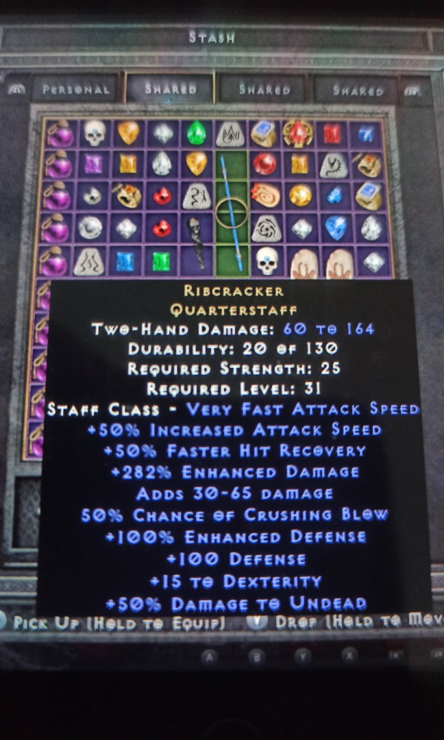Ribcracker Quarterstaff diablo 2 switch d2r, Video Gaming, Gaming ...