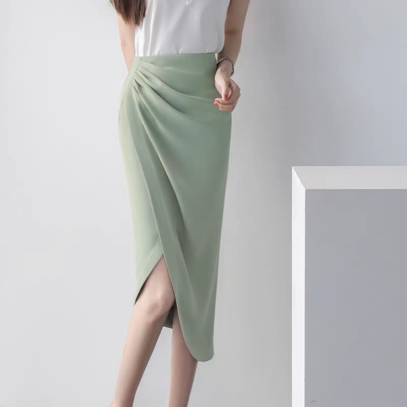 Sage Green Overlap Wrap Midi Skirt, Women's Fashion, Bottoms, Skirts on ...