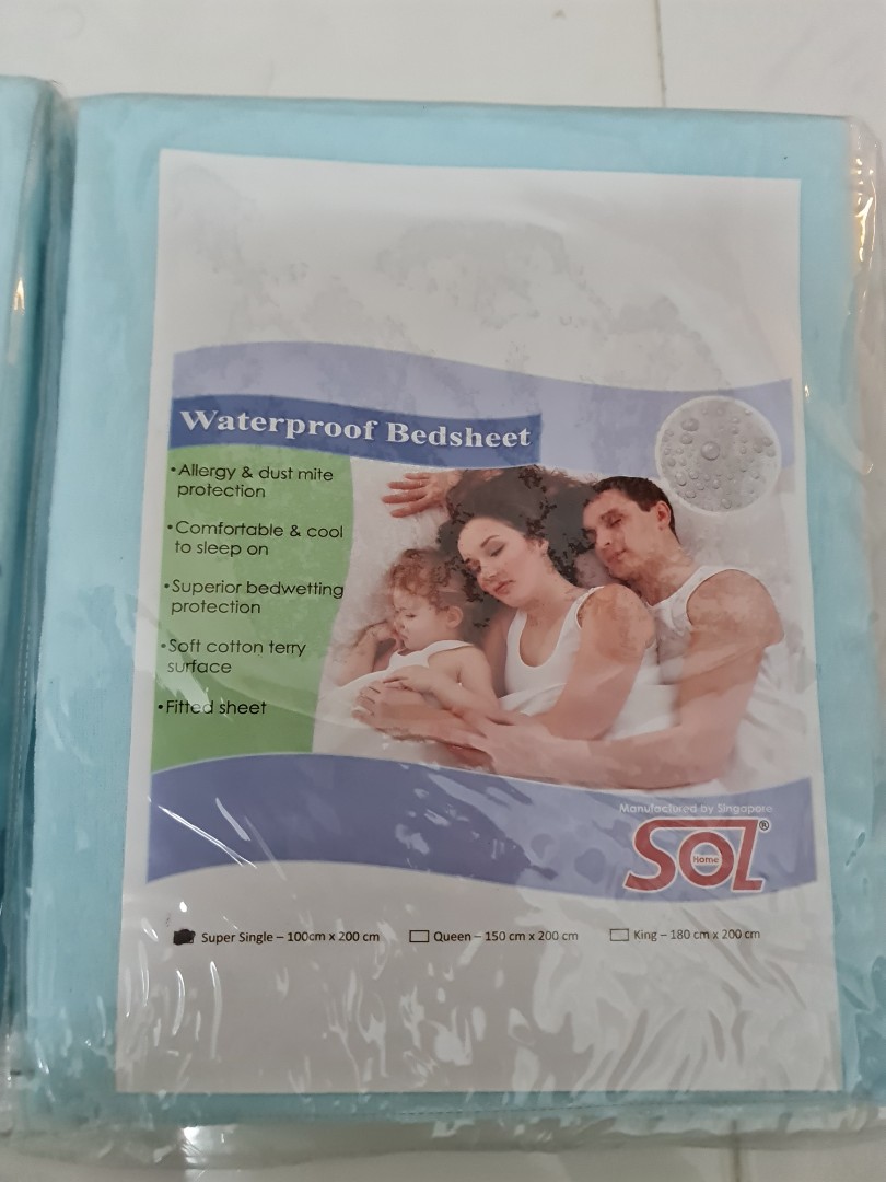 SOL Waterproof bedsheet (super single), Furniture & Home Living ...