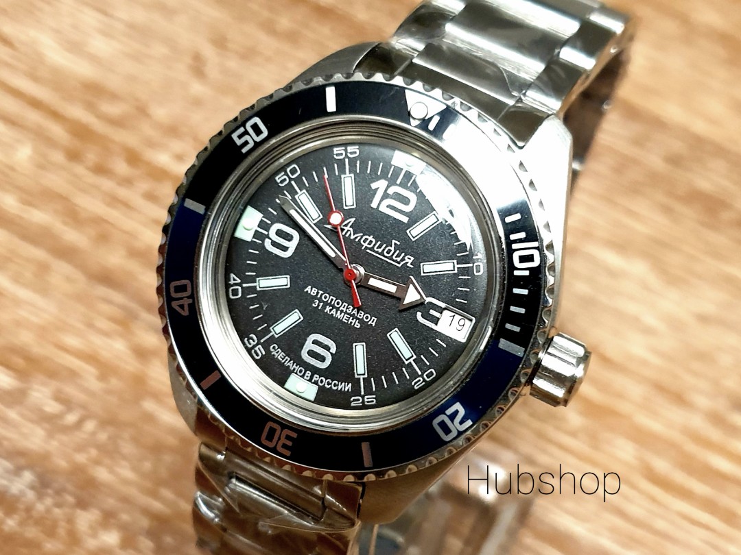 Vostok Amphibia Automatic Watch Classic. "Batman" bezel mod (add 25 ...