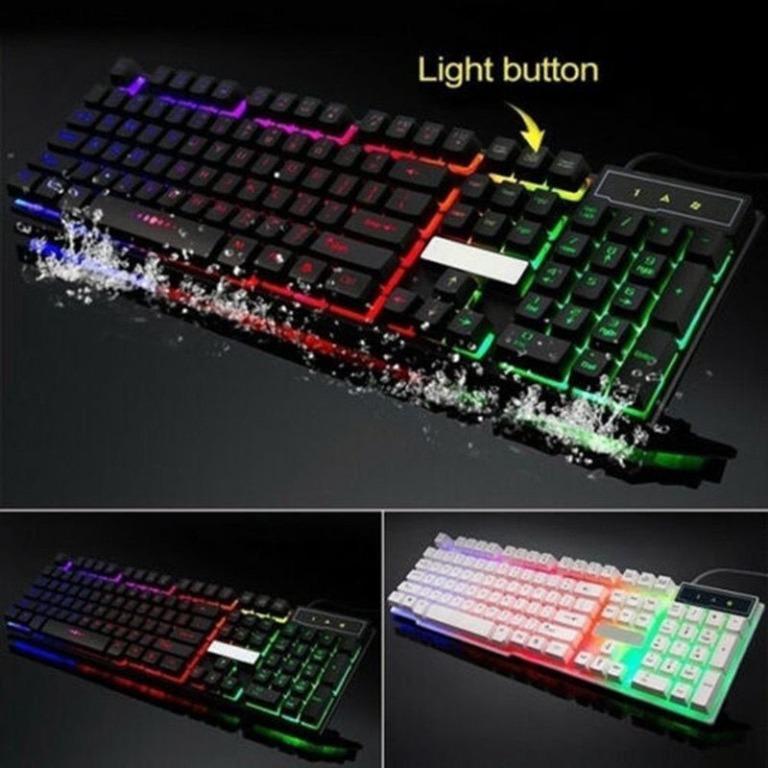 Wired Usb Rainbow Lights Gaming Keyboard Mouse Computer Manipulator ...