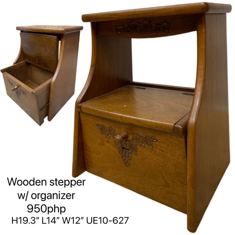 WOODEN STEPPER WITH ORGANIZER, Furniture & Home Living, Furniture ...