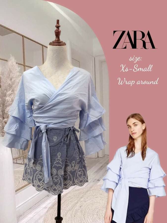Zara wrap around top, Women's Fashion, Tops, Longsleeves on Carousell
