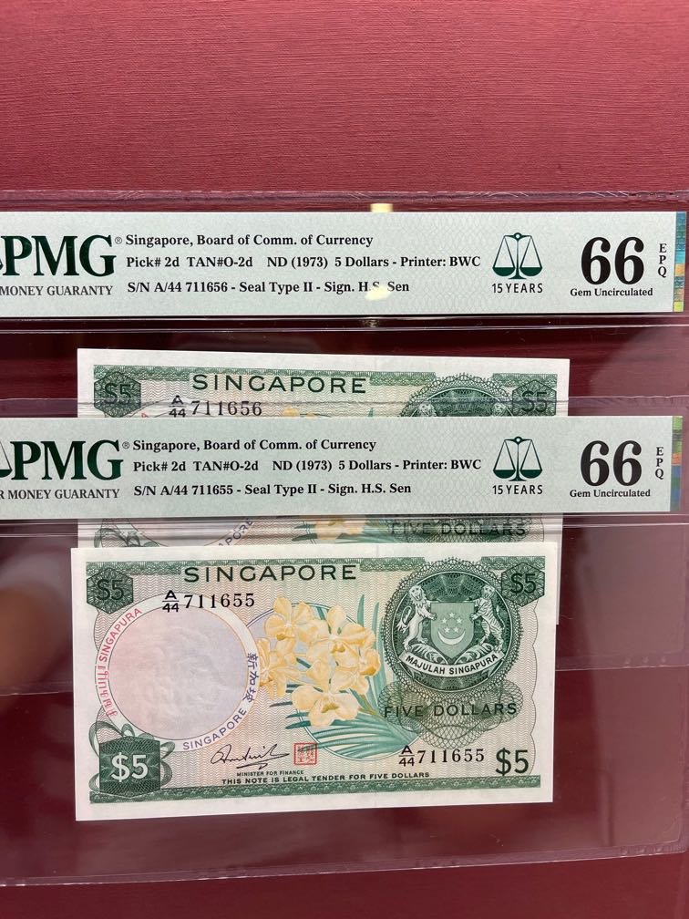 $5 Orchid HSS Seal PMG 66EPQ Pair, Hobbies & Toys, Memorabilia ...