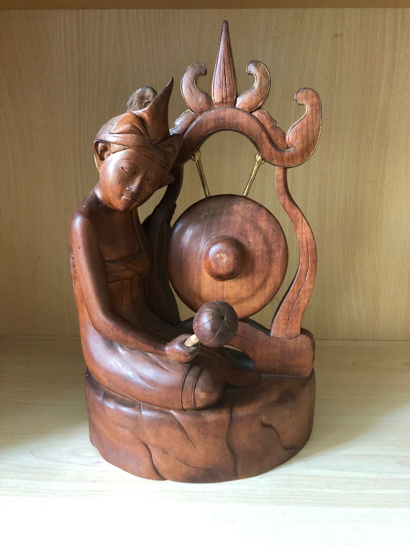 Antique Balinese Gong Player Wooden Statue, Hobbies & Toys, Memorabilia ...
